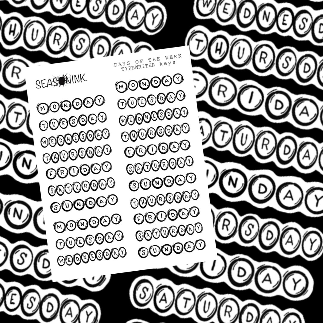 Typewriter KEYS - Days of the Week | Sticker Sheet | Planner TN Happy ...