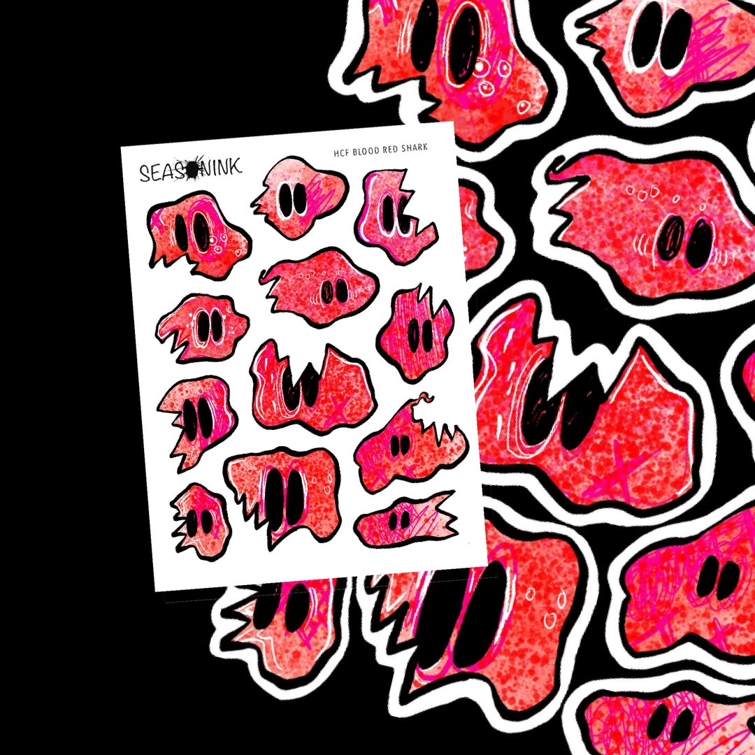 Hungry Cloud Floaters Blood Red Shark Bite Sticker Sheet Planner Tn ...