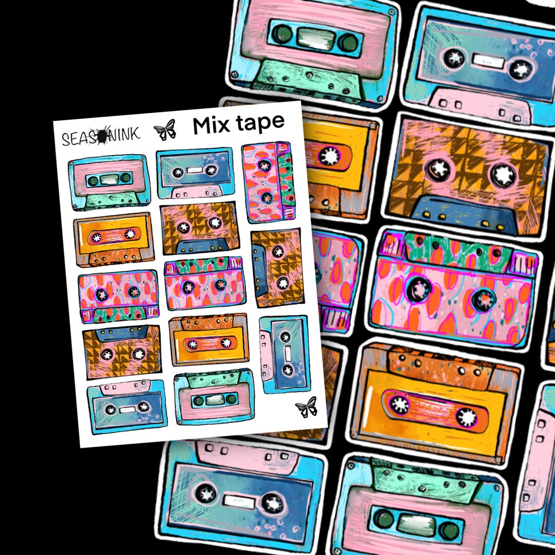 MIX Tape Sticker Sheet | Planner Tn Happy Planners Travel Notebook ...