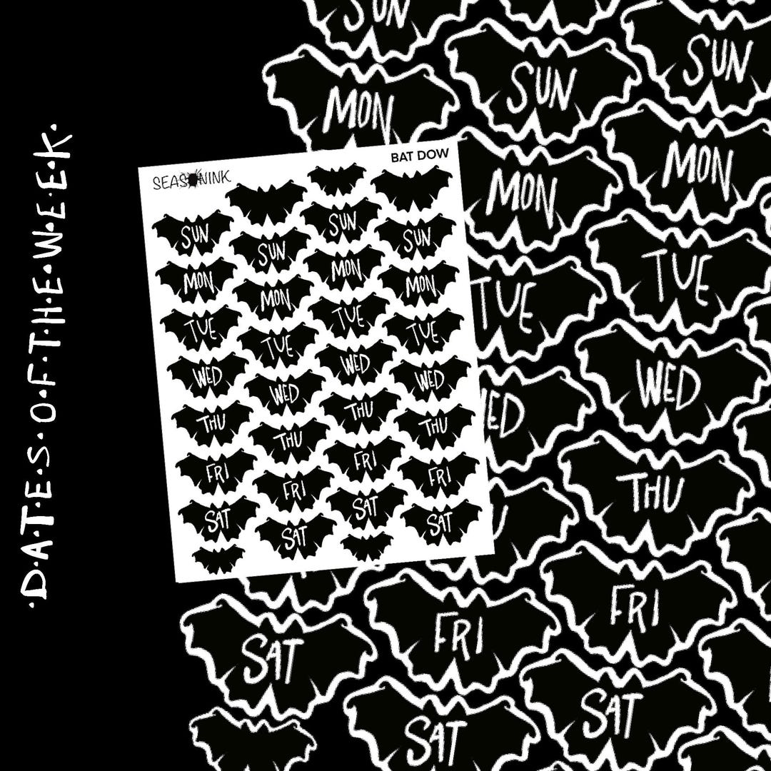 Bat Days of the Week Sticker Sheet | Planner Tn Happy Planners Travel ...