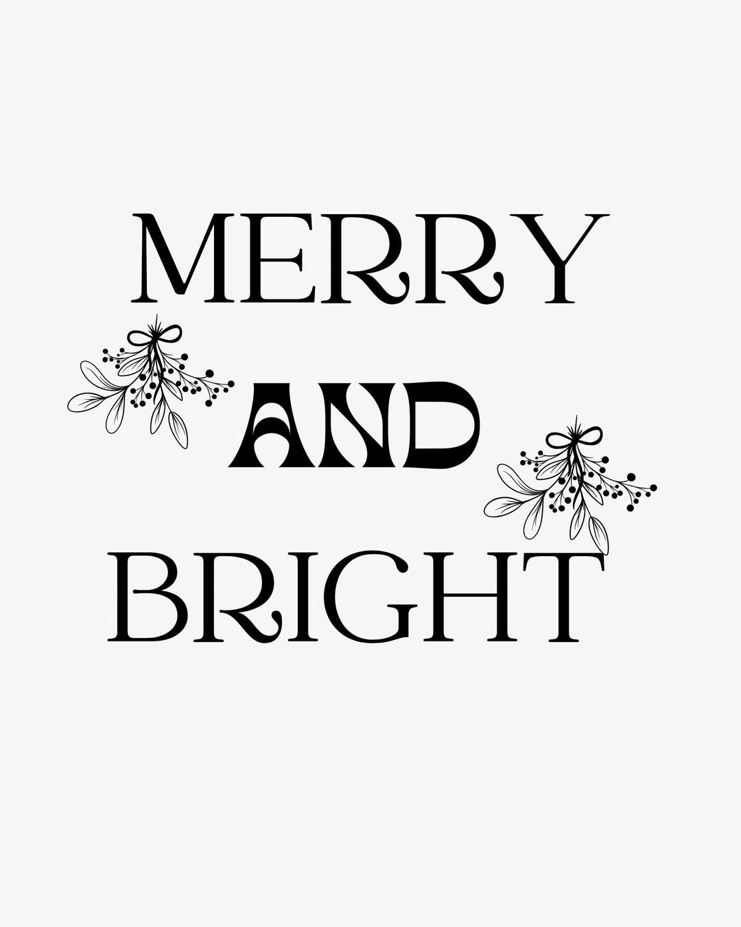 Merry & Bright Digital Print Printable Digital Download Christmas ...