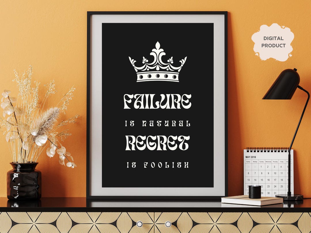 Crown & Quote Motivational Wall Art Print Digital Download Elegant ...
