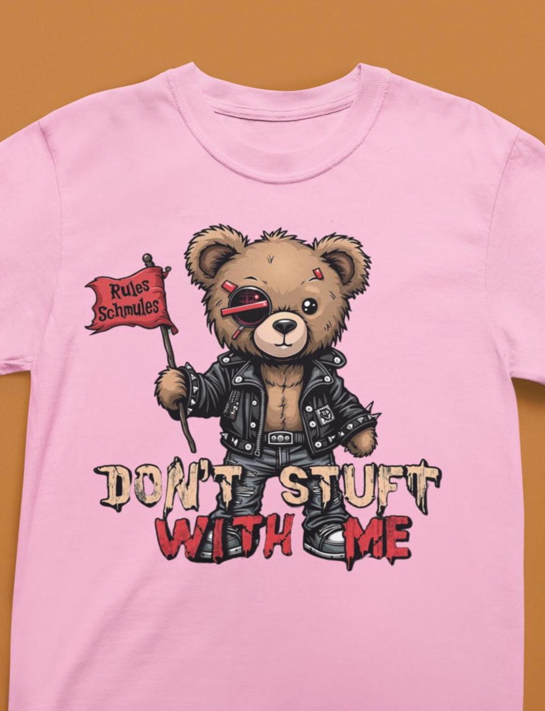 Teddy Bear Shirt Punk Rock Spiked Leather Jacket Tee, Unisex Graphic ...