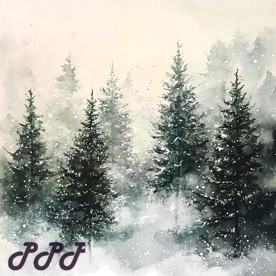 Winter's Embrace Snowy Pine Forest Landscape Bundle Wall Art Poster ...