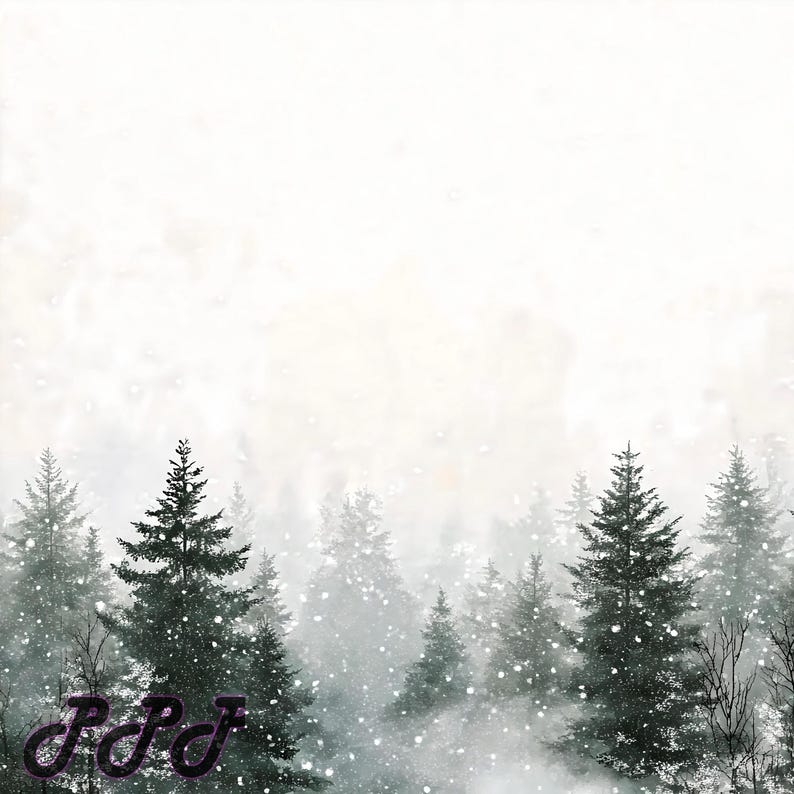 Winter's Embrace Snowy Pine Forest Landscape Bundle Wall Art Poster ...