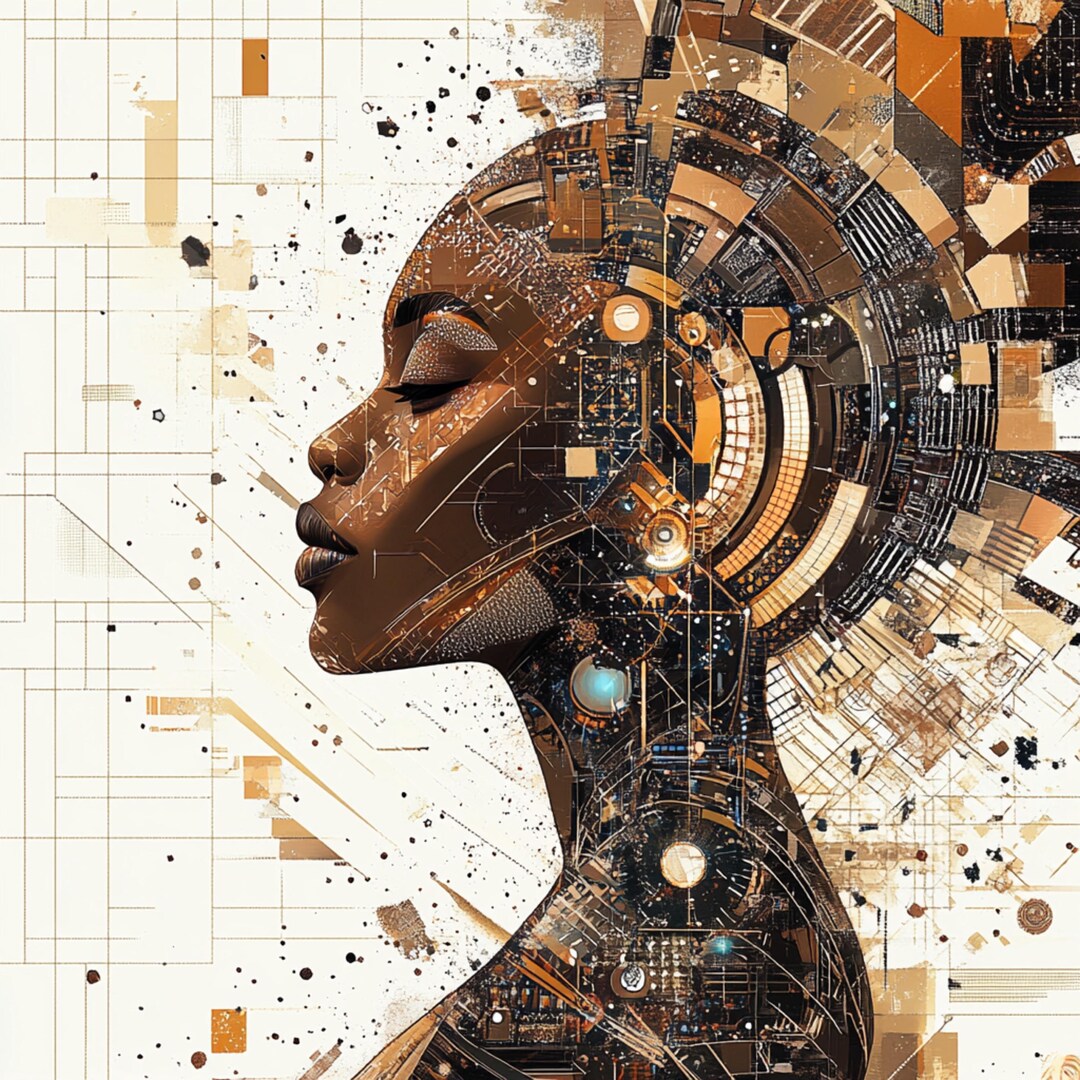 Neo-soul Cyborg: Afro-tech Futuristic Art - Etsy