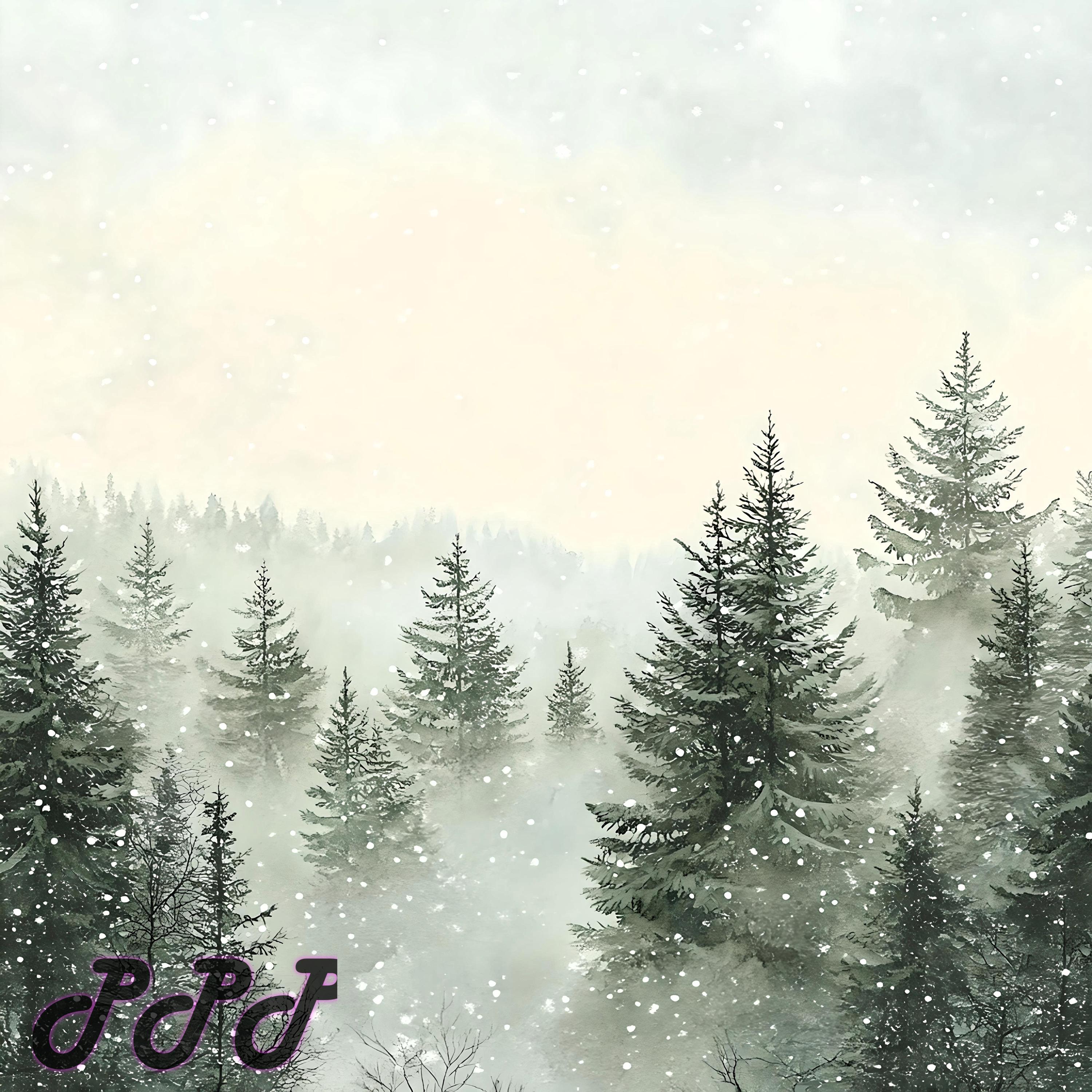 Winter's Embrace Snowy Pine Forest Landscape Bundle Wall Art Poster ...