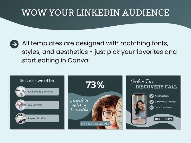 200 Teal Linkedin Templates for Service Businesses, Coaches ...