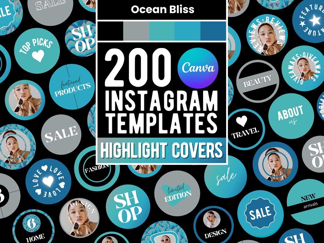 Blue Instagram Highlight Cover Templates, Modern IG Story Covers, Edit ...
