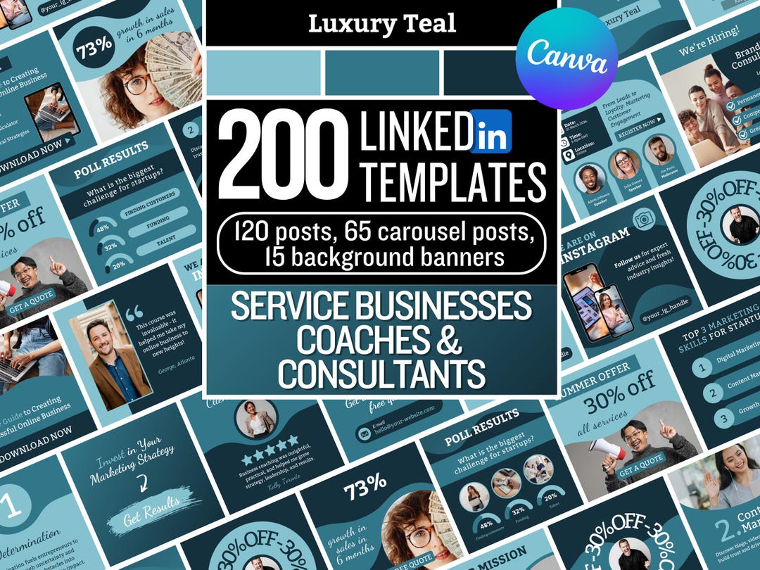 200 Teal Linkedin Templates for Service Businesses, Coaches ...