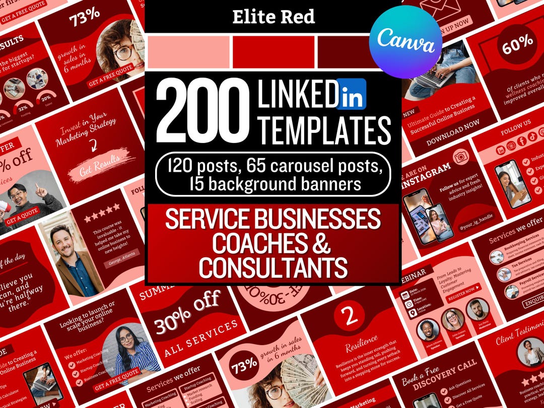 200 Red Linkedin Canva Templates for Service Businesses, Coaches ...
