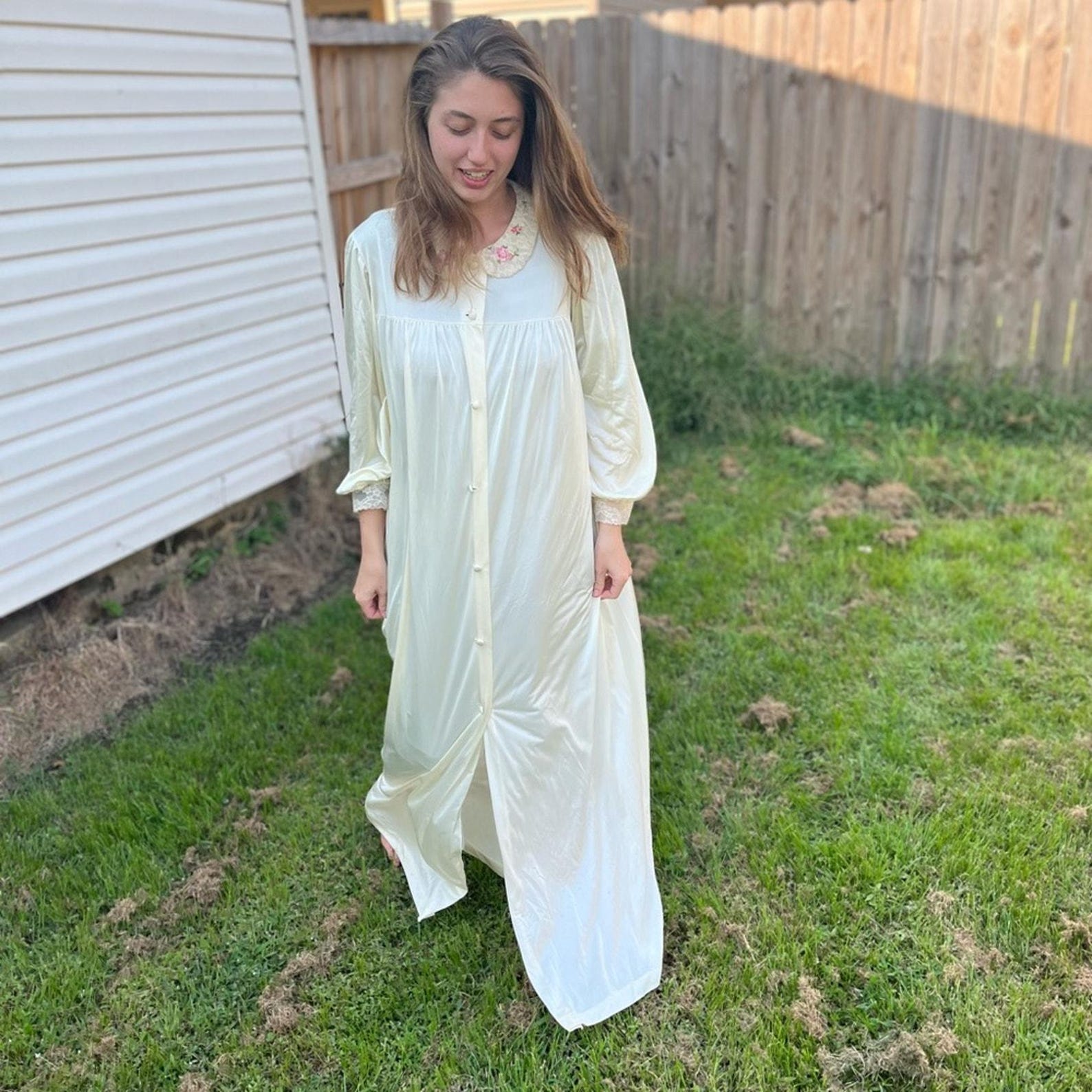 1970s Lorraine Nylon Button-down Gown - Etsy