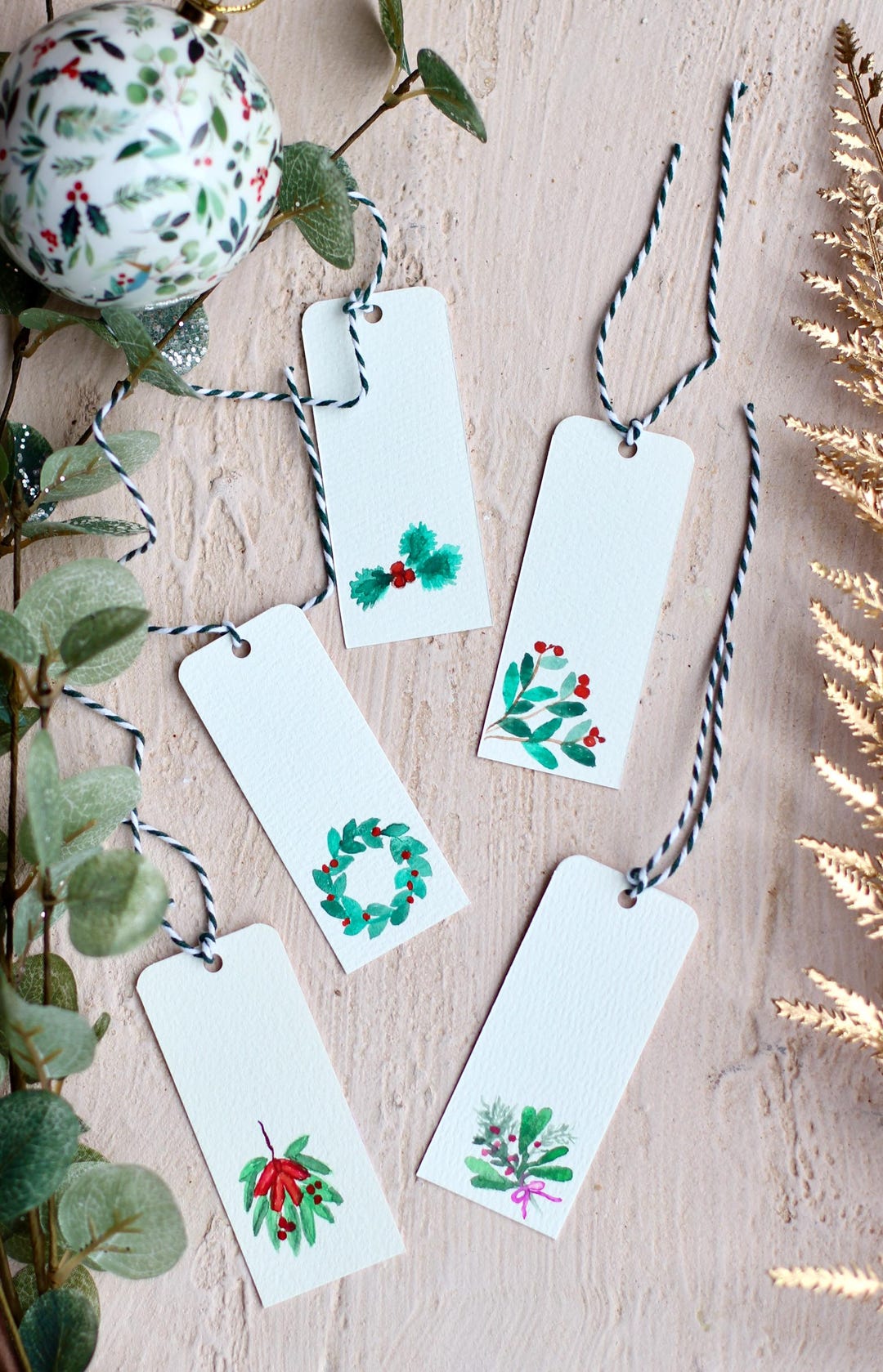 Hand-painted Christmas Gift Tags– Set of 5 Holiday Tags - Etsy