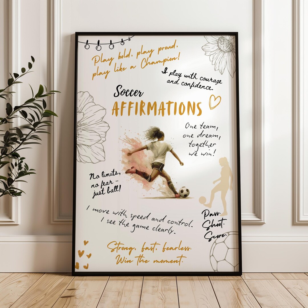 Gold Soccer Affirmation Poster: Motivational Wall Art – Inspirational ...
