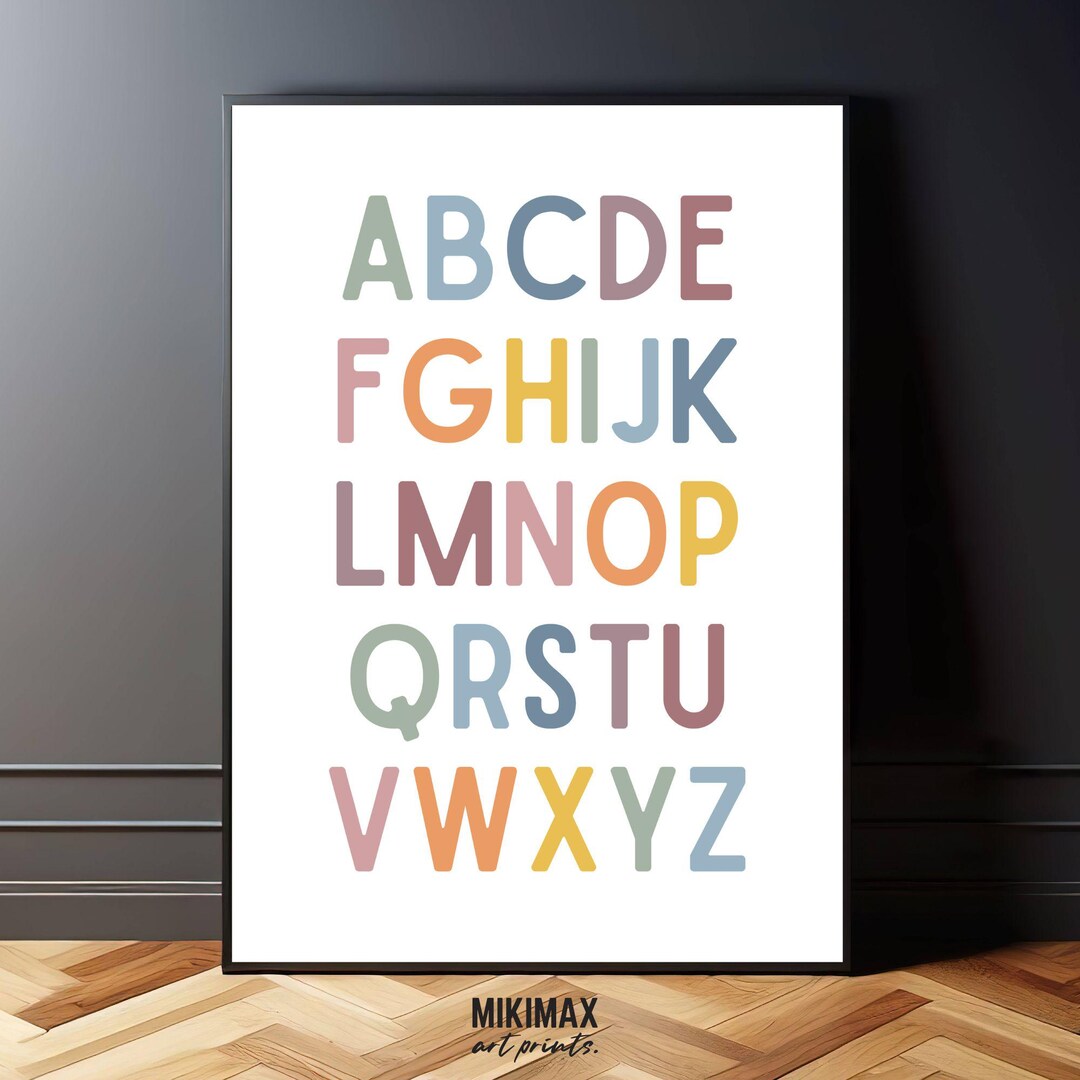 Colorful Alphabet Poster: ABC Classroom Decor in Rainbow Colors ...