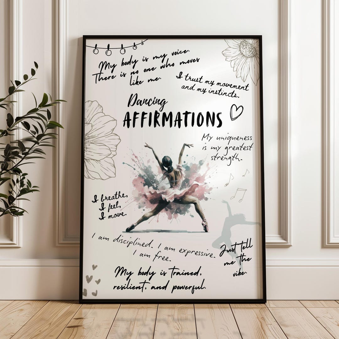 Dance Poster Printable: Dancing Affirmation Print, Motivational Dance ...