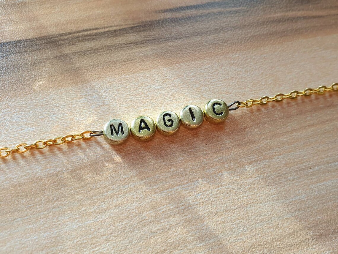 Handmade MAGIC chain word necklace in SILVER or GOLD gift | Etsy
