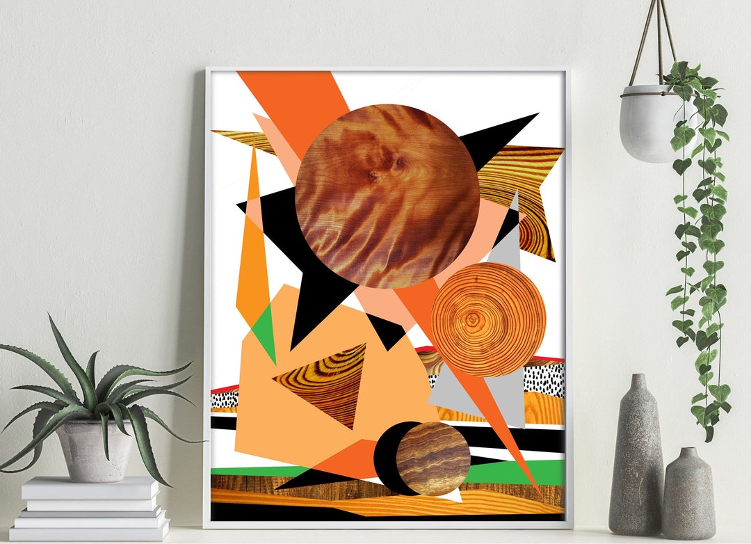 Retrograde - Digital Abstract Modern Woodgrain Collage Painting Limited ...