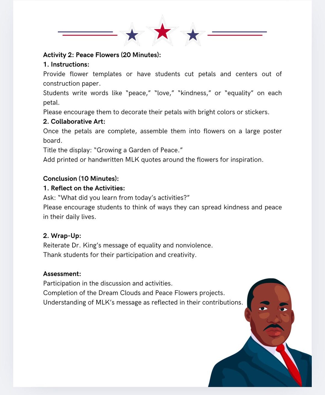 MLK Classroom Activity. - Etsy
