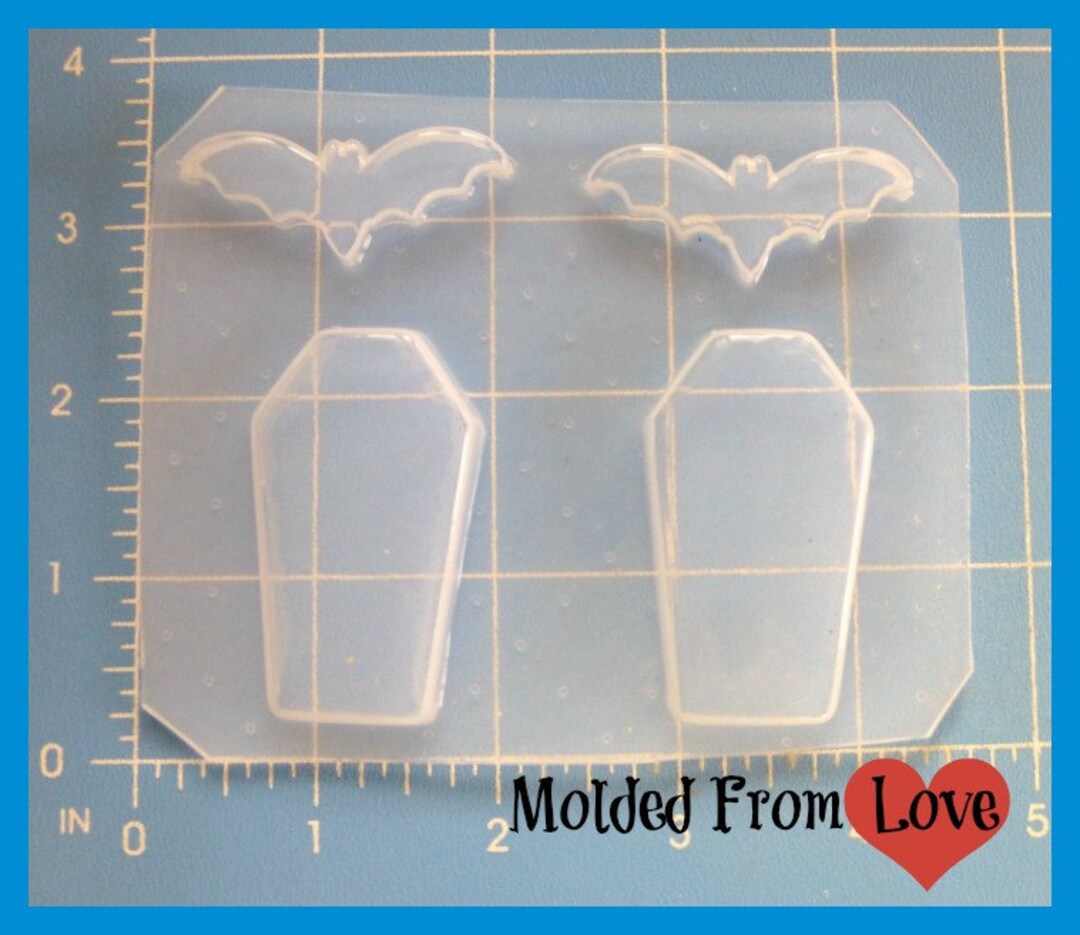 2 Coffins 2 Bats Handmade Plastic Mold/resin Mold/uv Resin Mold/clay ...