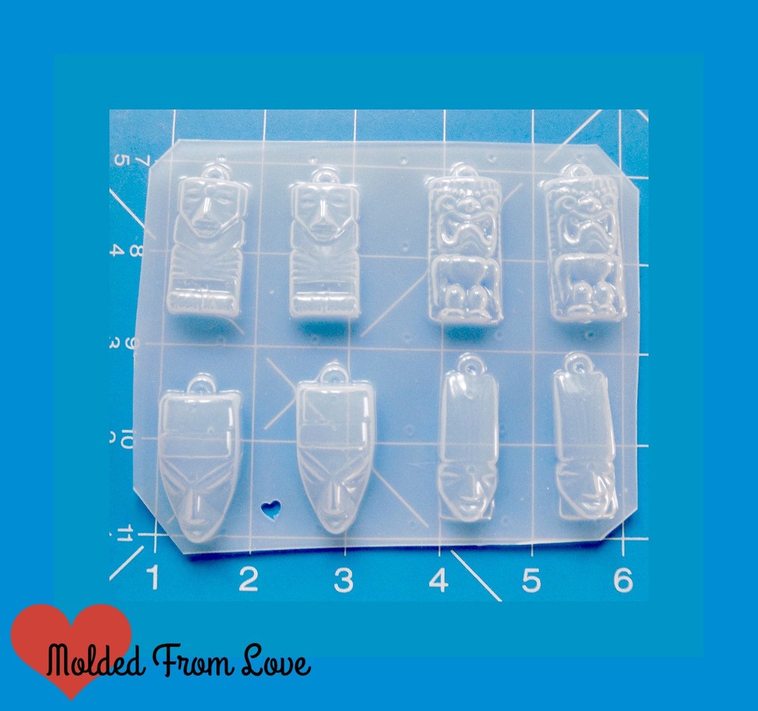 NEW! 8 Small Retro Style Tiki Charms Flexible Plastic Handmade Resin ...