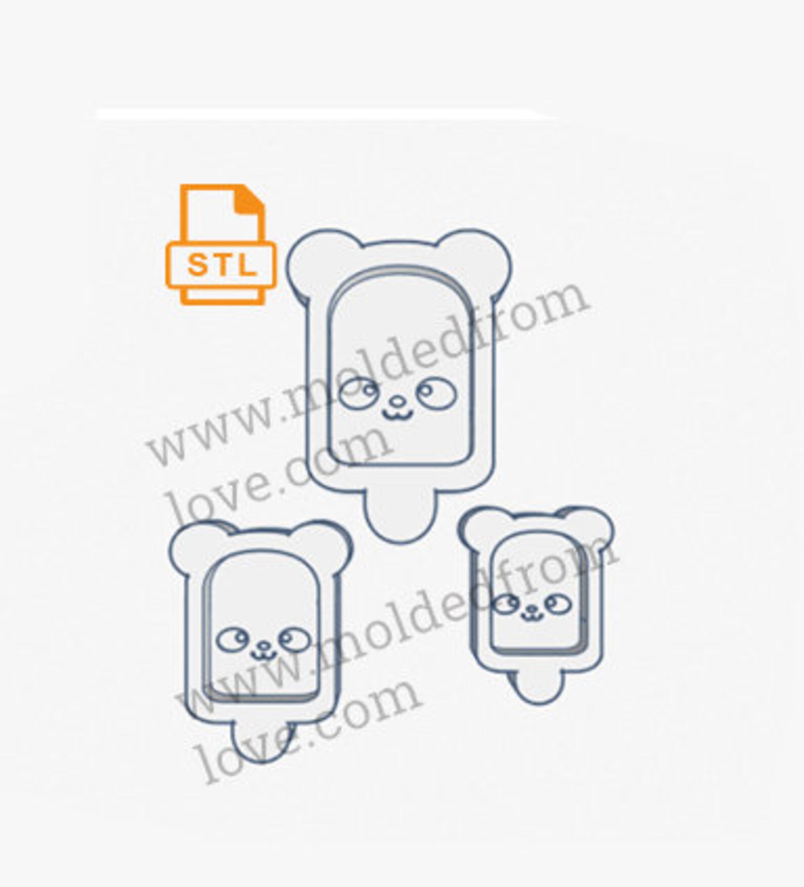 Kawaii Panda Popsicle Shakers STL File for 3-D Printing File | Etsy