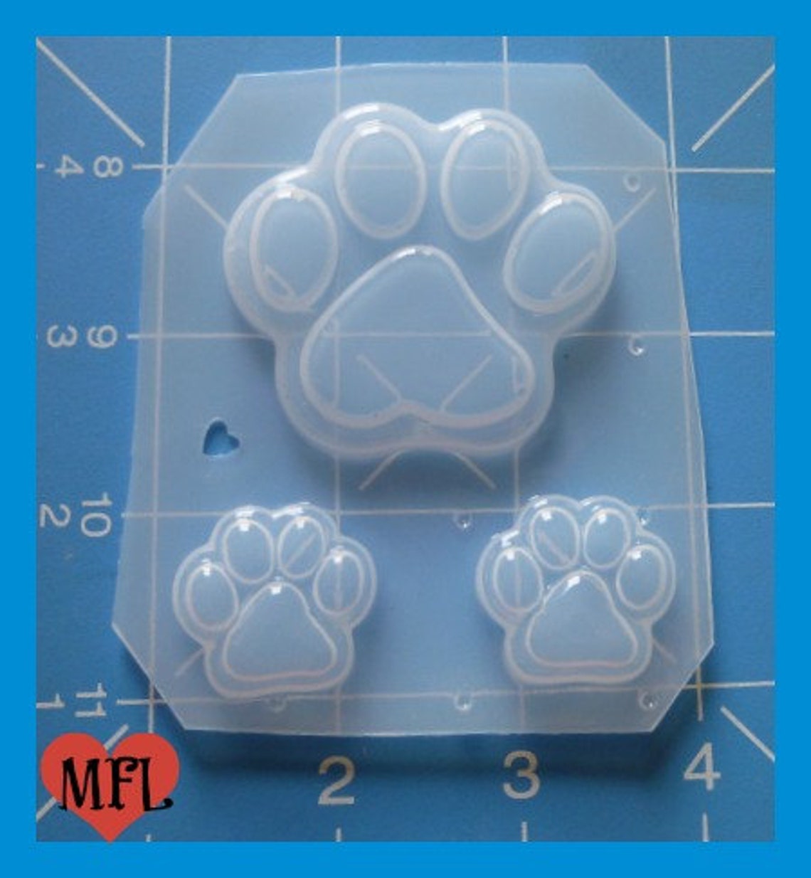 Large Paw and 2 Smaller Paws Handmade Flexible Plastic Resin Mold - Etsy