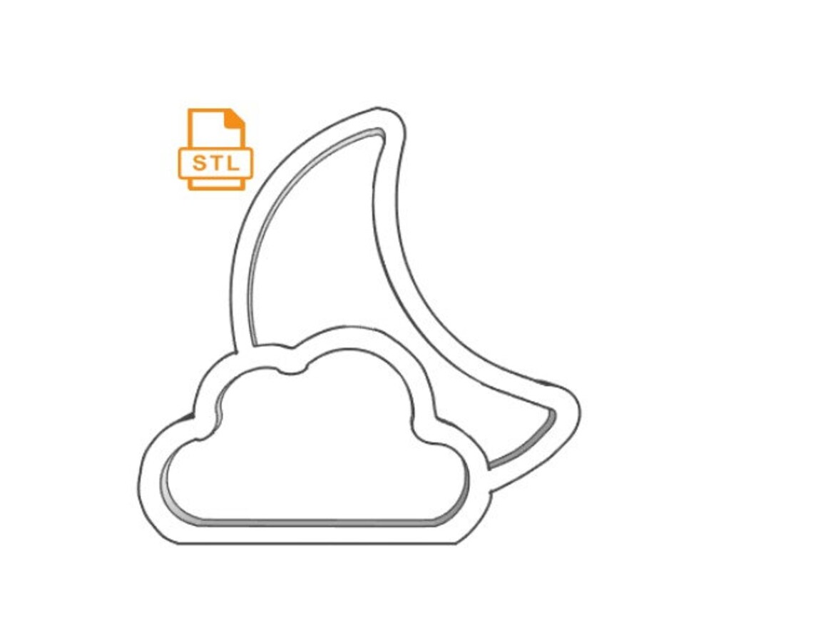 Kawaii Crescent Moon and Cloud Shaker STL File for 3-D | Etsy