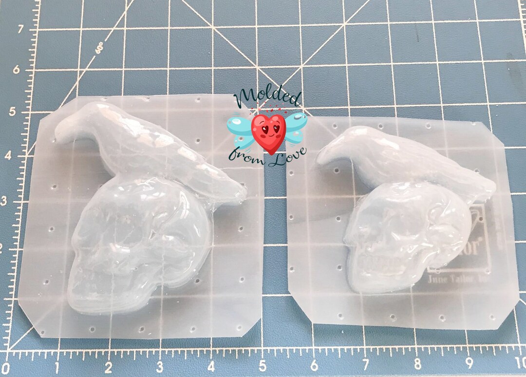 Raven on Skull Soap or Bath Bomb Handmade Plastic Resin Mold - Etsy