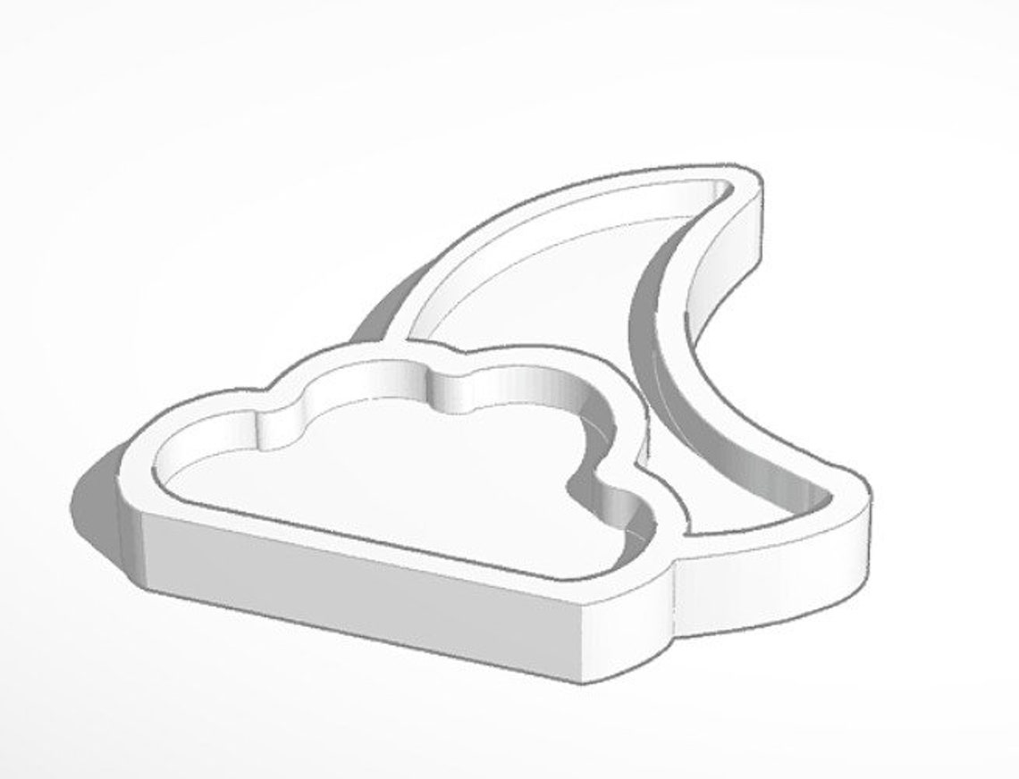 Kawaii Crescent Moon and Cloud Shaker STL File for 3-D - Etsy