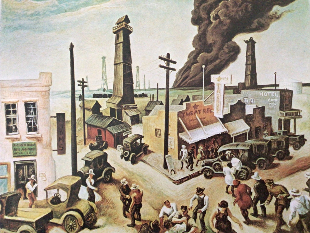 Thomas Hart Benton, BOOMTOWN, Vintage Book Page for Framing ...