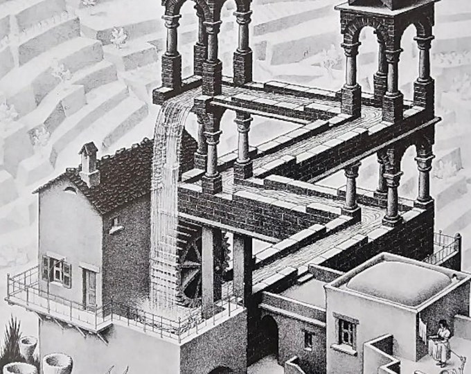 M. C. Escher, Waterfall, Modern Art, Graphic Art, Unframed Vintage Book ...