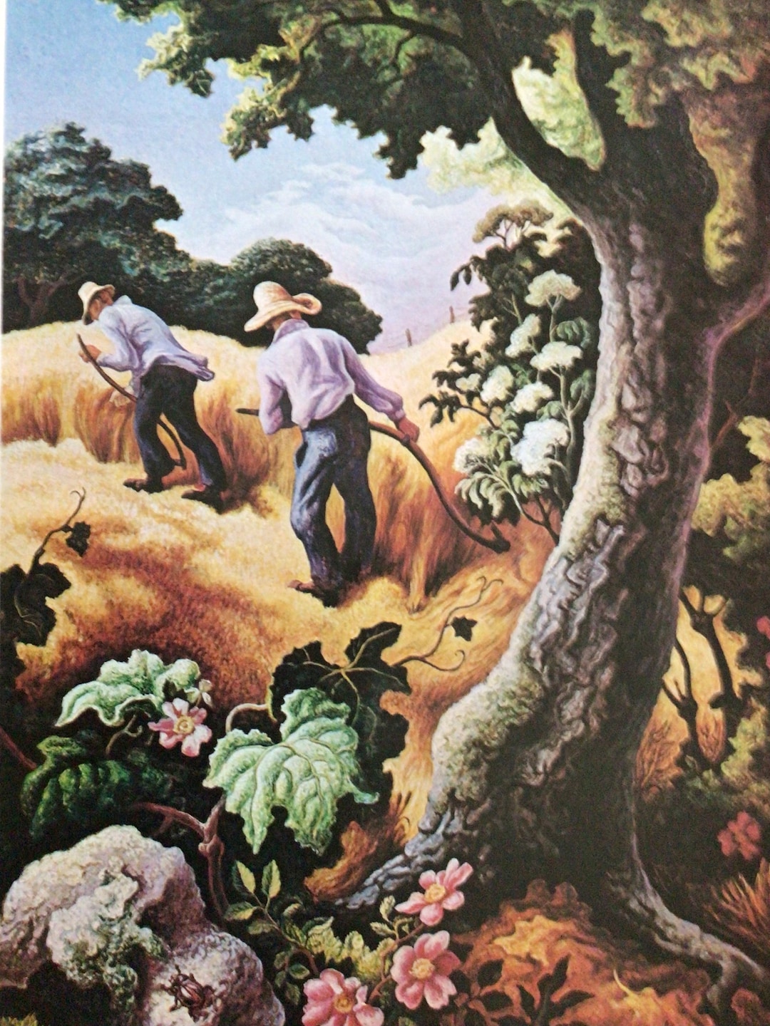 Thomas Hart Benton, July Hay/night Firing of Tobacco, Vintage Book Page ...