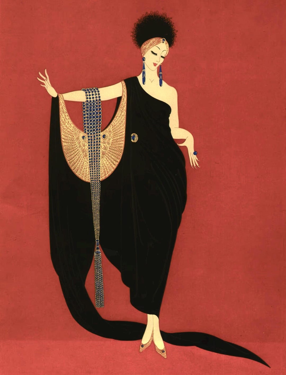Erte Art Deco Print, GLAMOUR/THE BALCONY, 2-sided Fashion Print ...