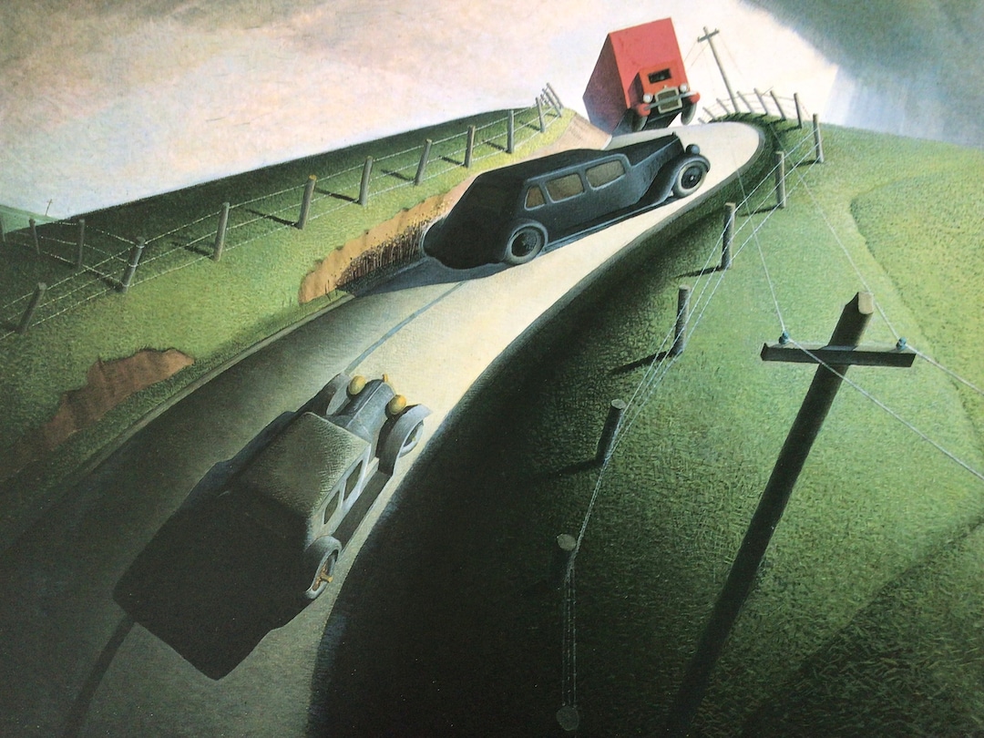 Grant Wood, DEATH on the RIDGE ROAD, Vintage Book Page for Framing ...