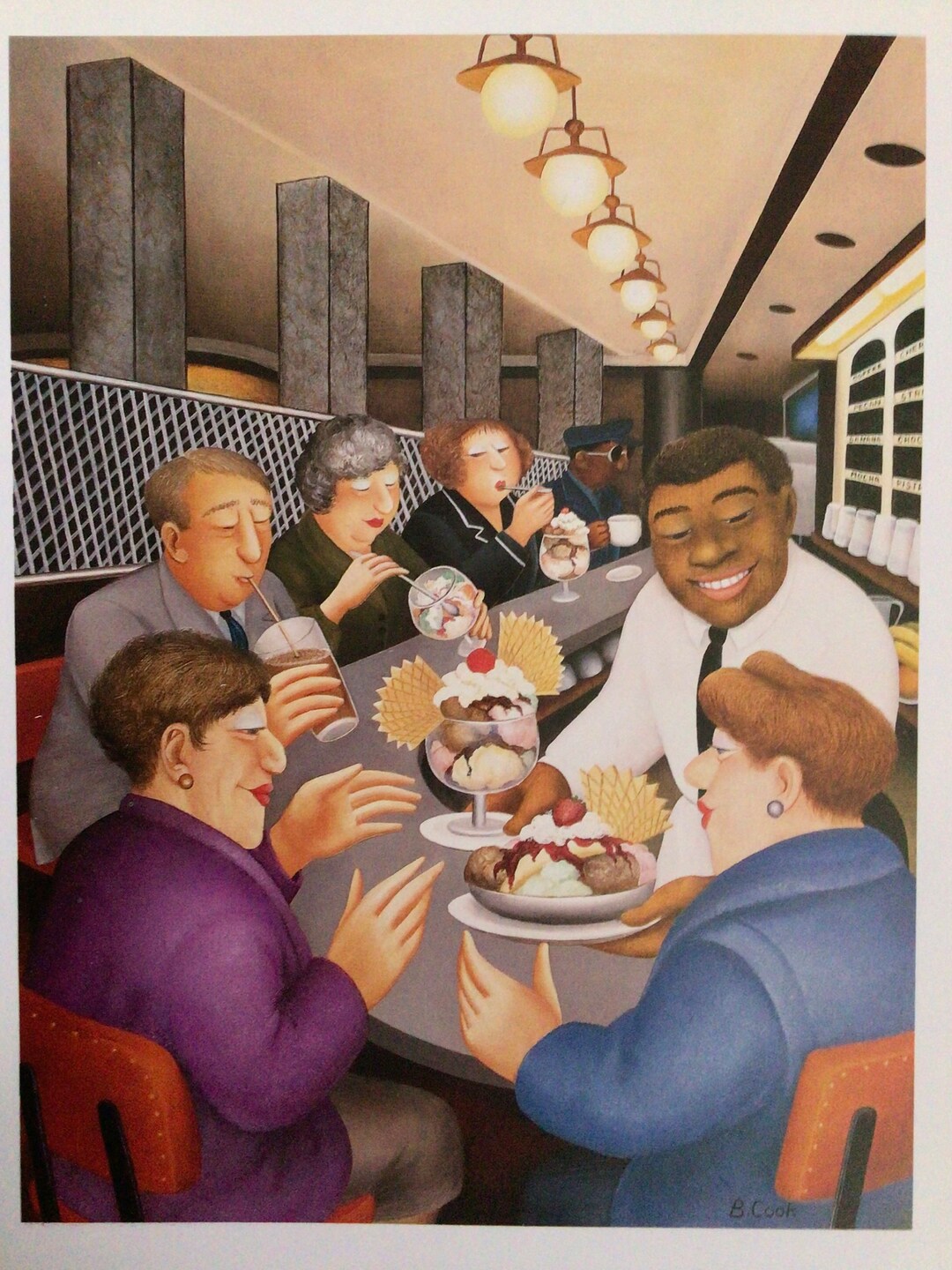 Beryl Cook, Howard Johnson Cafe/dinner for One, Naive Art, Art Print, 2 ...