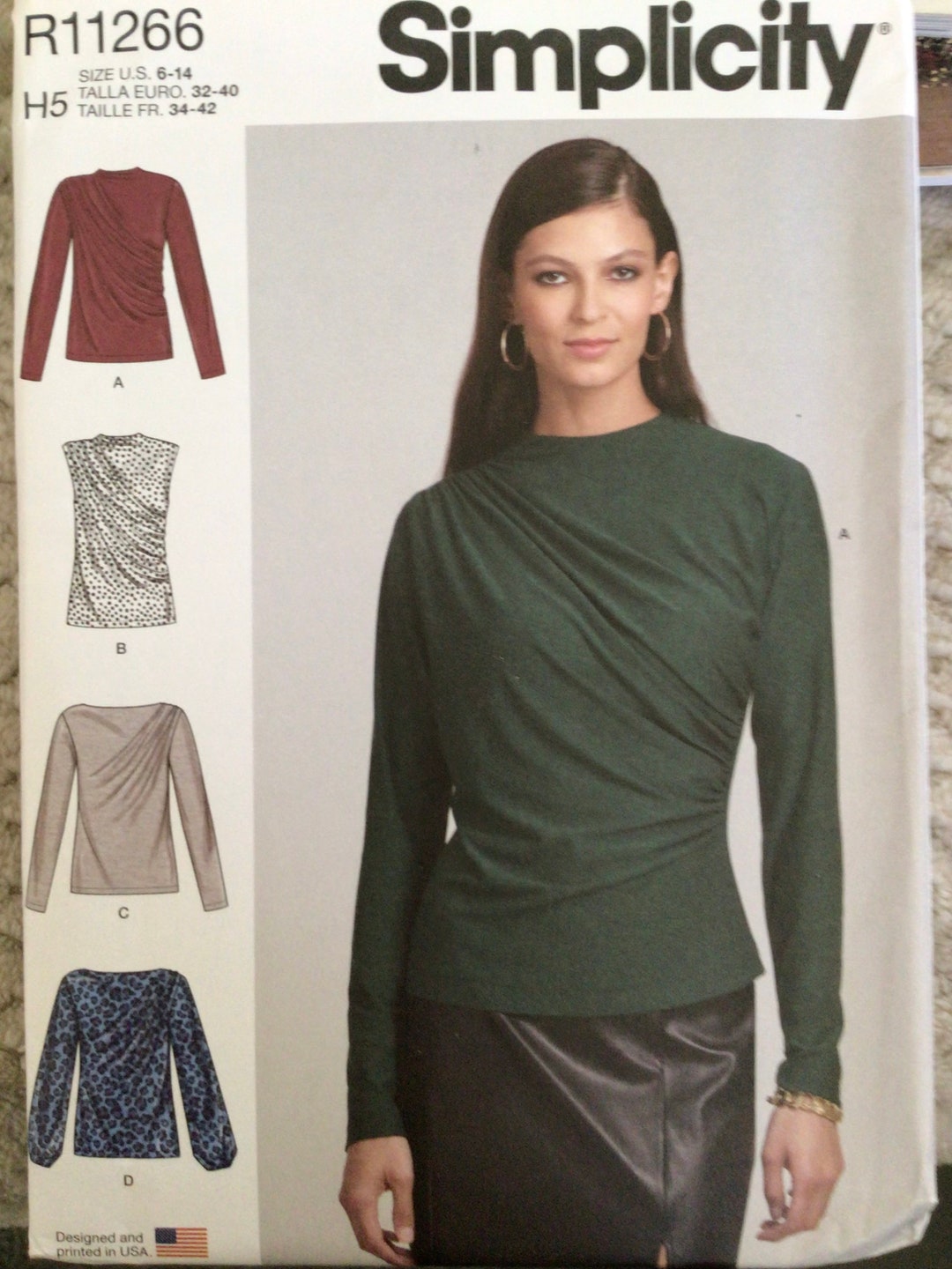 Simplicity R11266, Uncut Sewing Pattern, Misses Knit Tops, Size 6-14 ...
