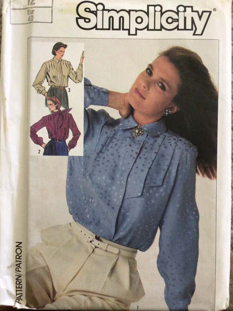 Simplicity 7232, Uncut Vintage Sewing Pattern, Misses Size 12 Blouse ...