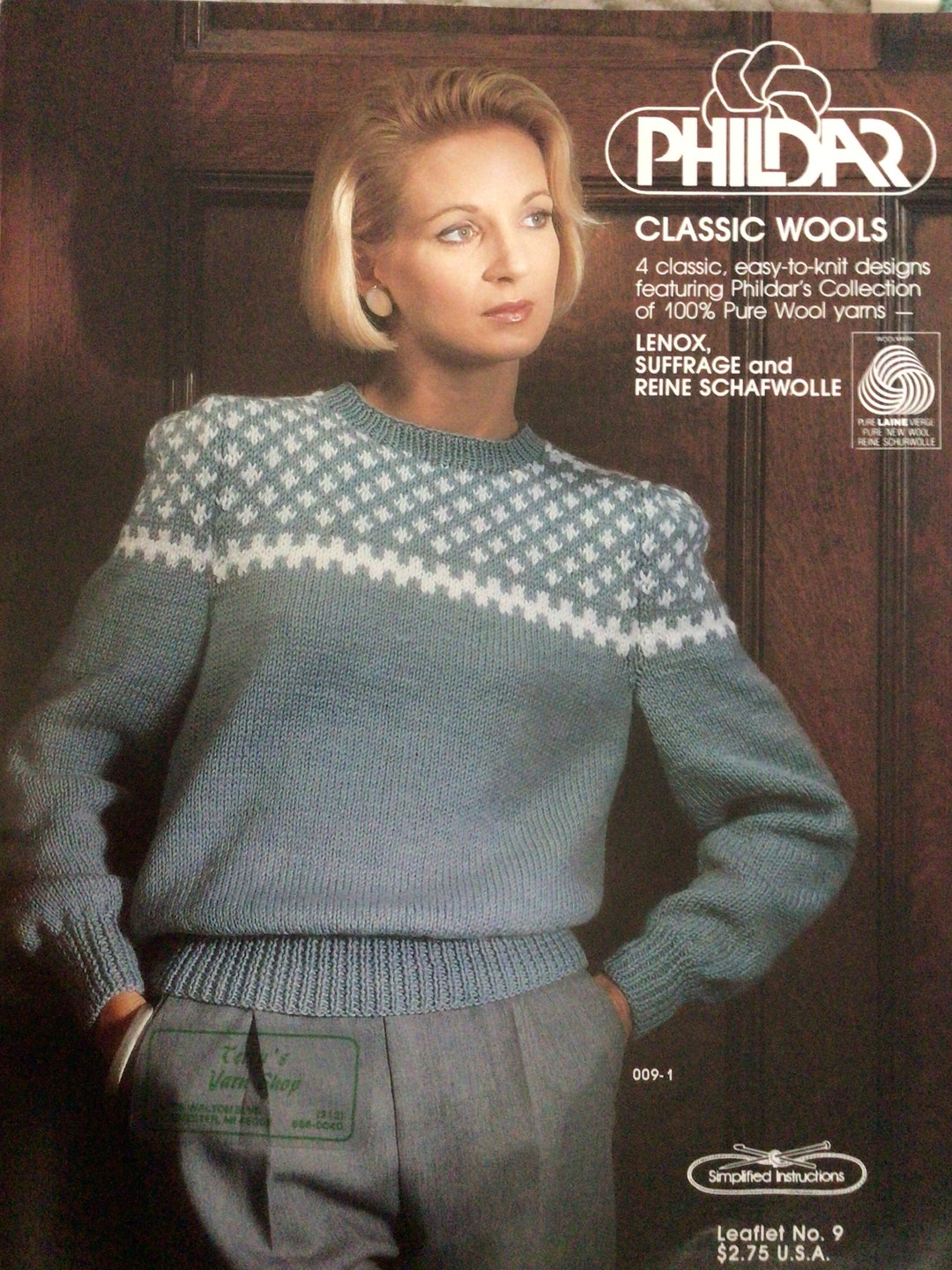 Knitting Pattern Booklet, Phildar Leaflet No. 9, 4 Classic Sweater ...