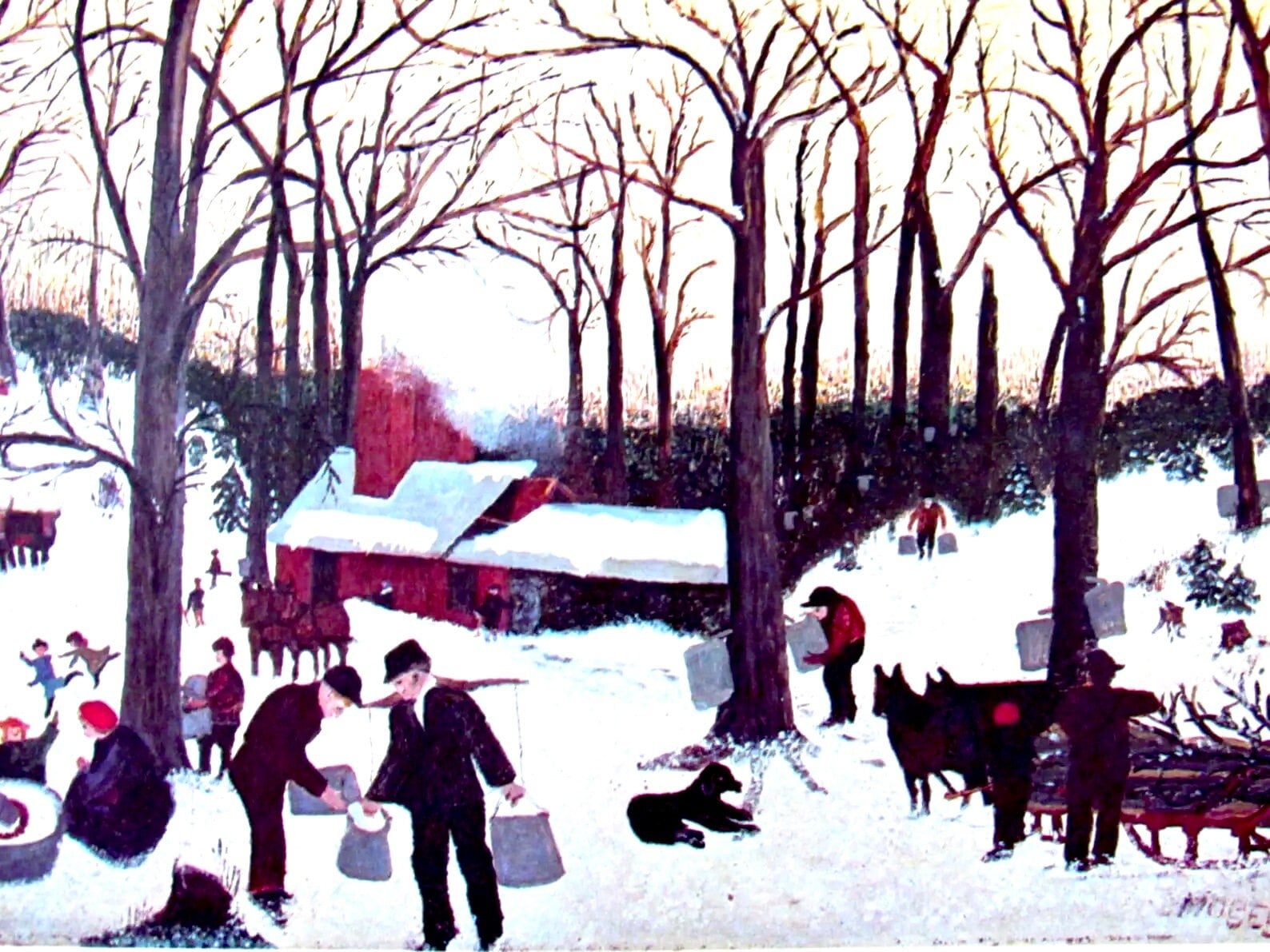 Grandma Moses, Bringing in the Maple Sugar, Vintage Book Page Print ...