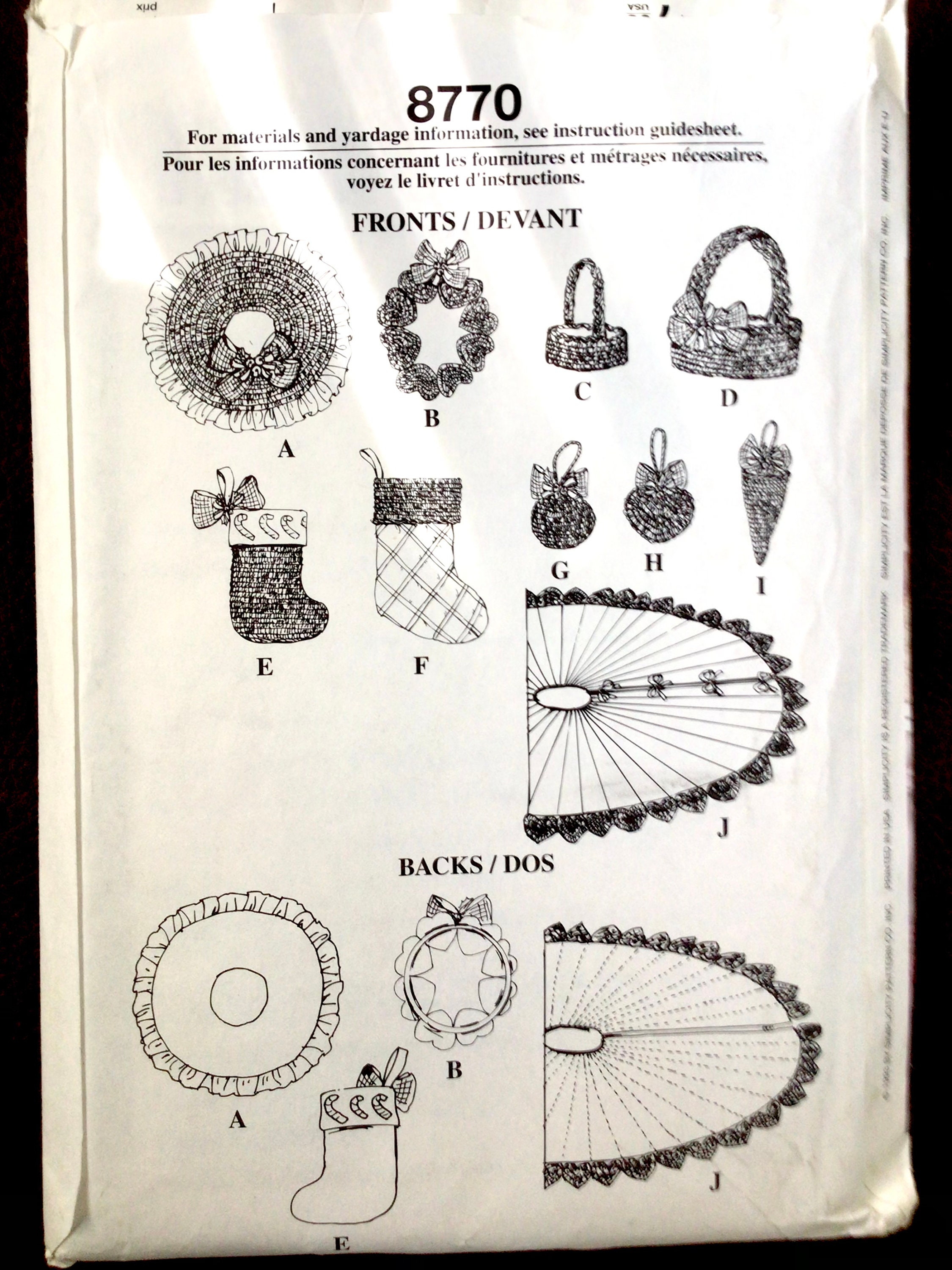 Simplicity 8770, Uncut Vintage Craft Pattern, Christmas Decor, Wreath ...
