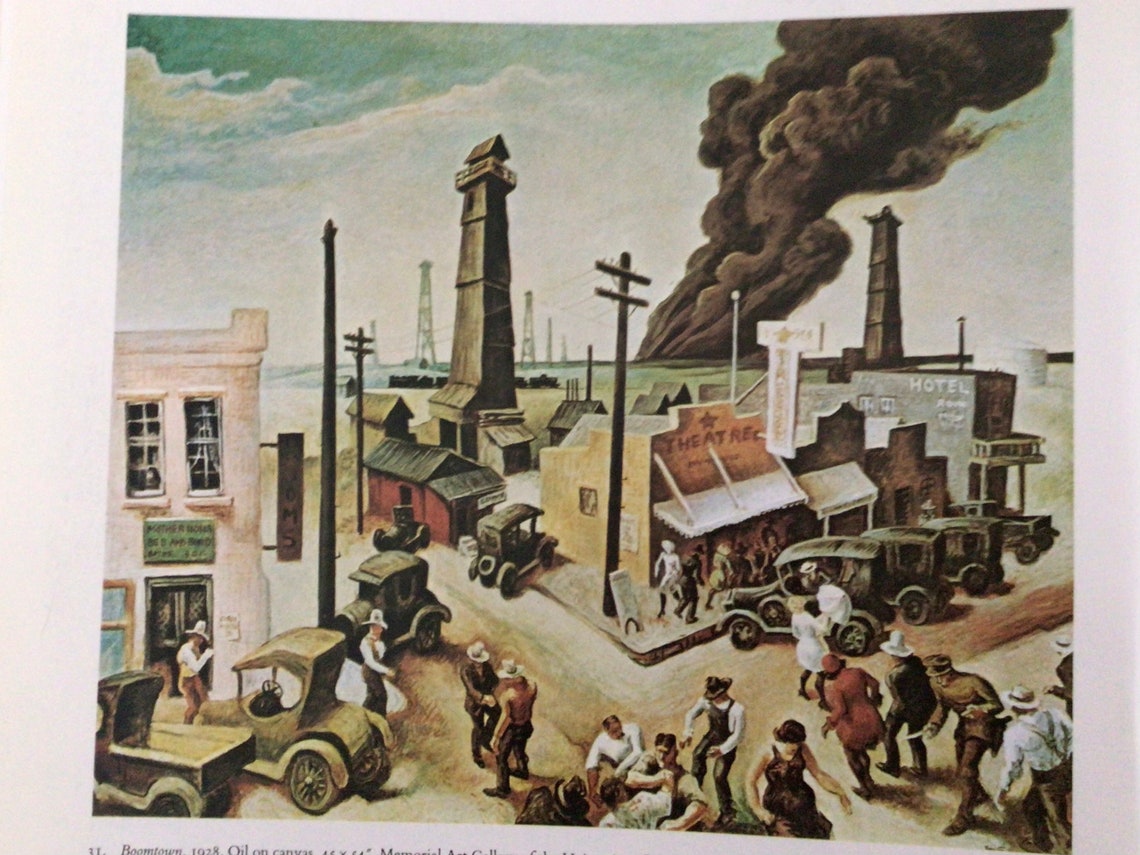 Thomas Hart Benton, BOOMTOWN, Vintage Book Page for Framing ...
