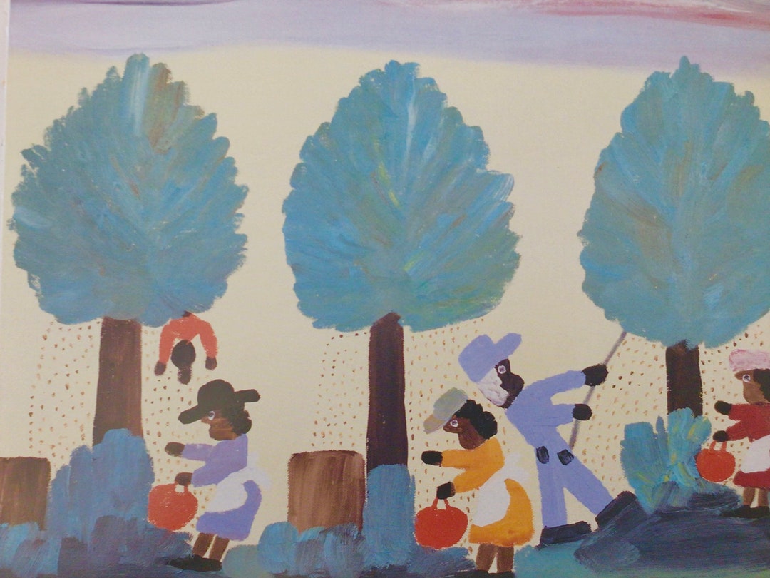 Clementine Hunter, PECAN Threshing,african American Art, Vintage Wall ...