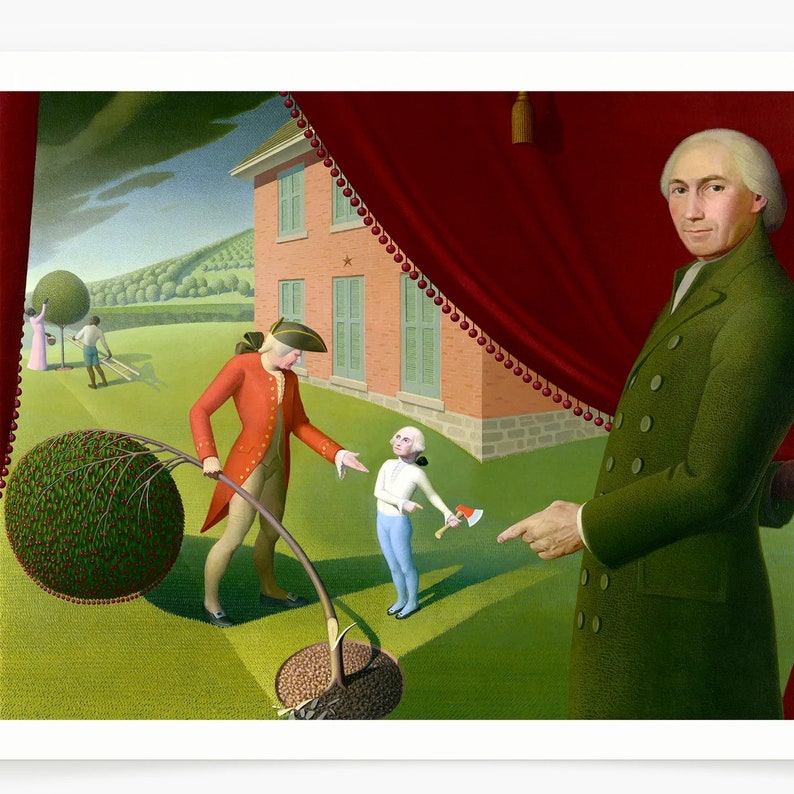 Grant Wood, PARSON WEEMS’ FABLE, Vintage Book Page for Framing ...