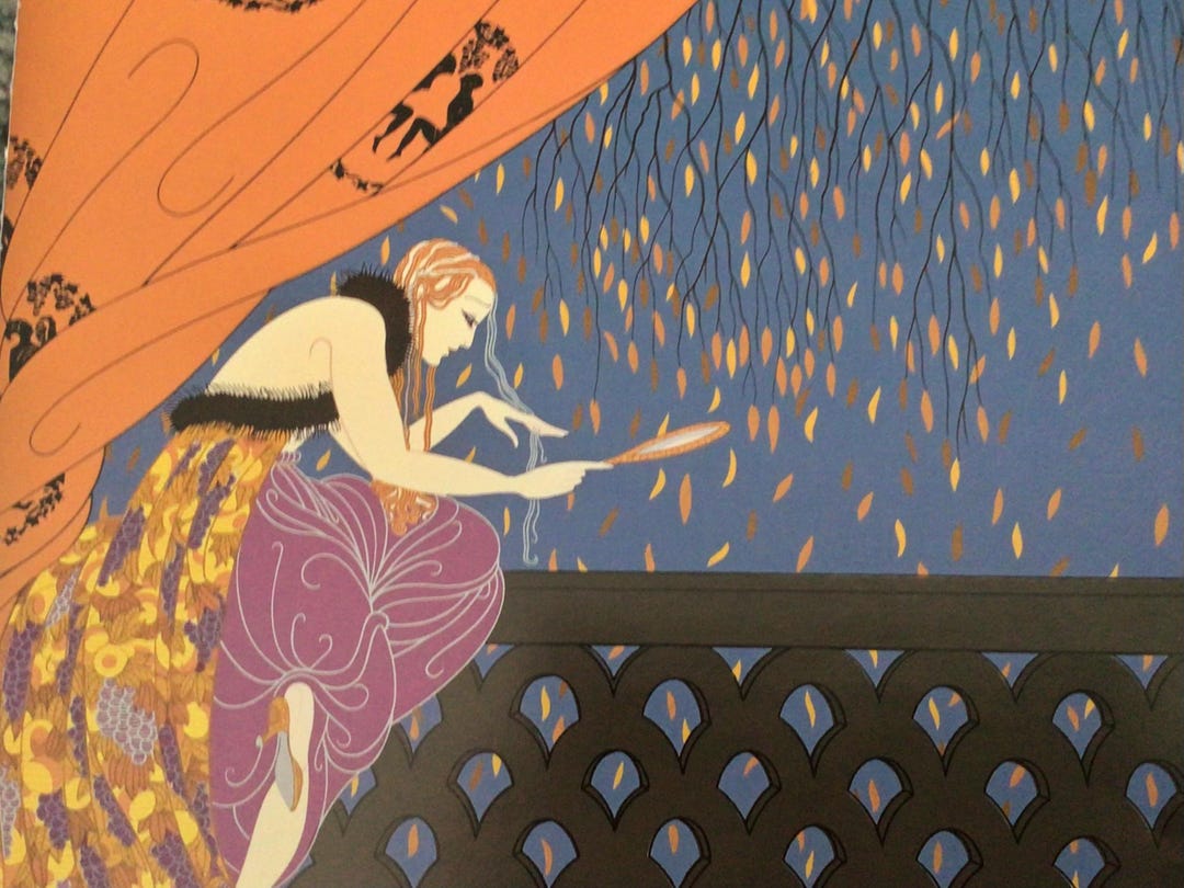 Erte Art Deco Print, FALL/AUTUMN SONG, 2-sided Fashion Print, Unframed ...