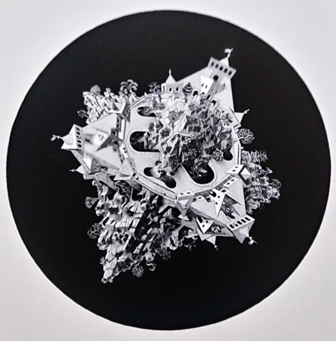 M. C. Escher, Double Planet, Modern Art, Graphic Art, Unframed Vintage ...