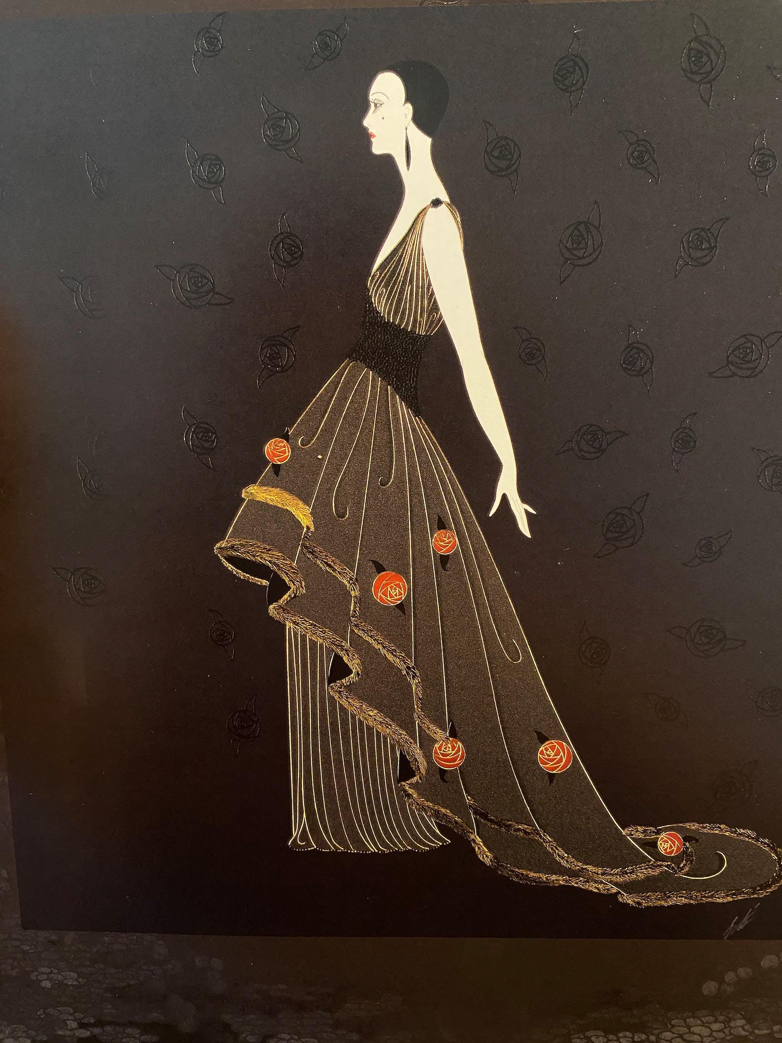 Erte Art Deco Print, ROSES DE NUIT, Unframed Book Print, Fashion Print ...