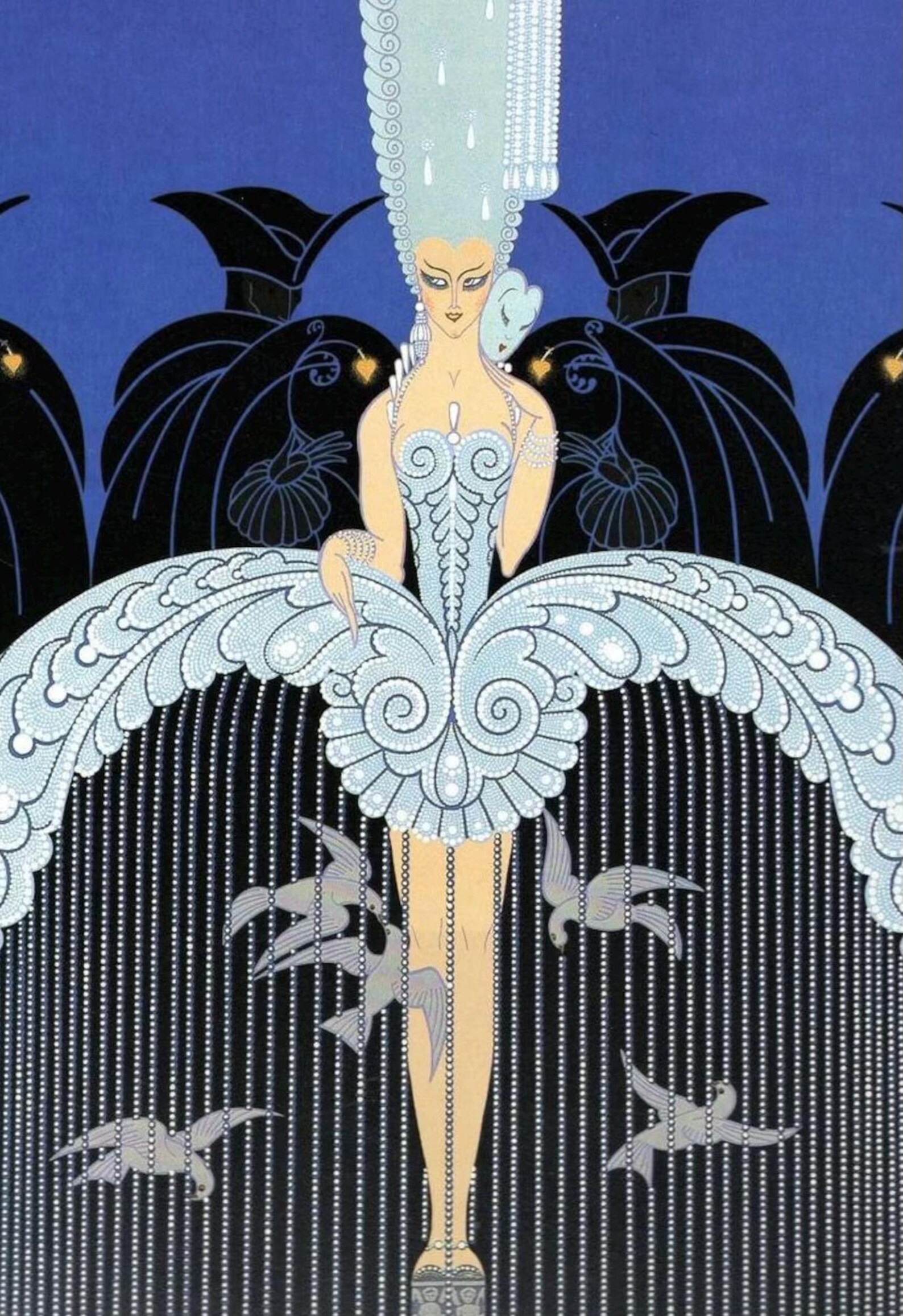 Erte Art Deco Print, HER SECRET ADMIRERS, Unframed Book Print, Fashion ...