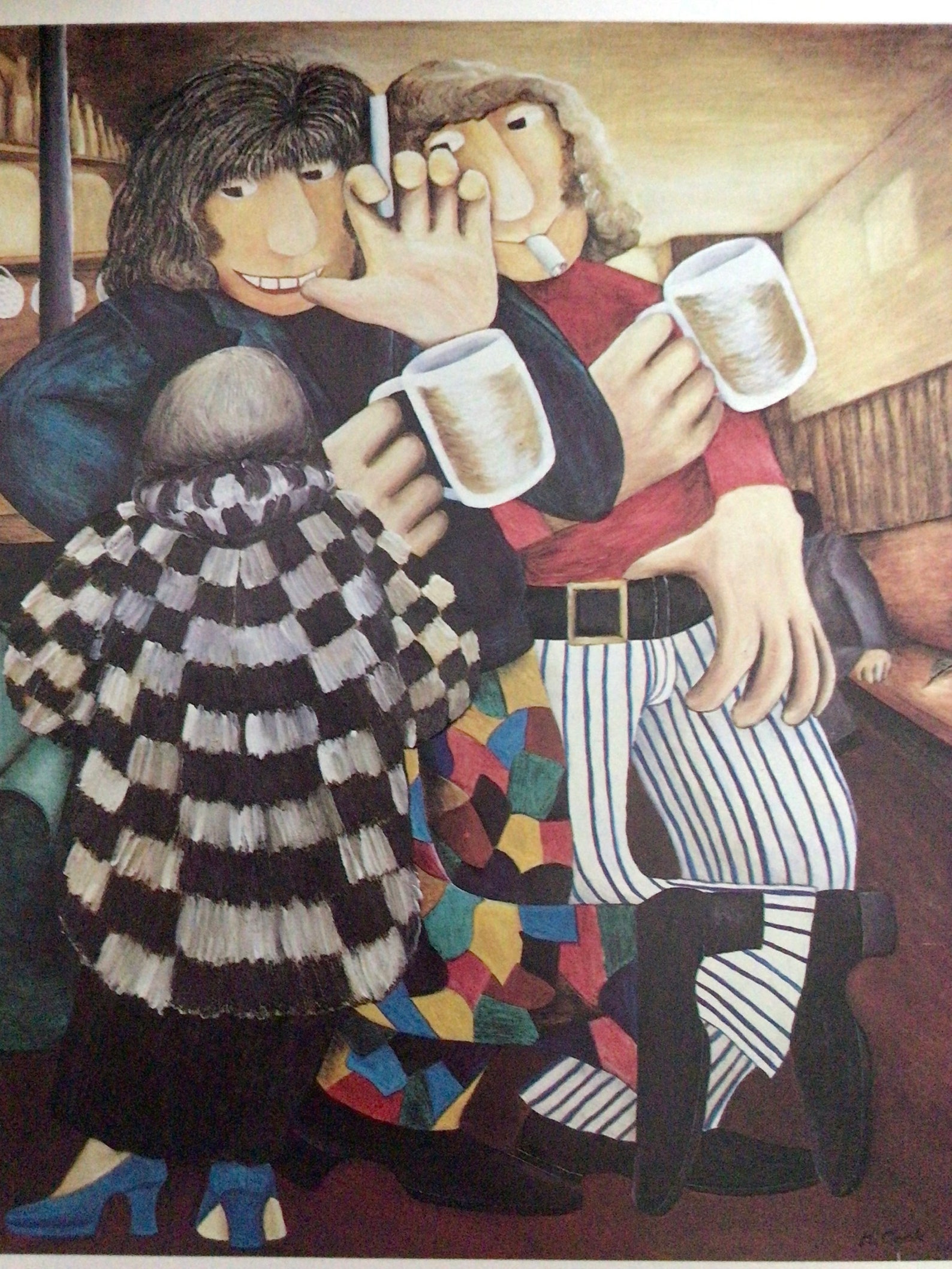 Beryl Cook, Two Men and Small Lady, Naive Art, Art Print, Vintage Book ...