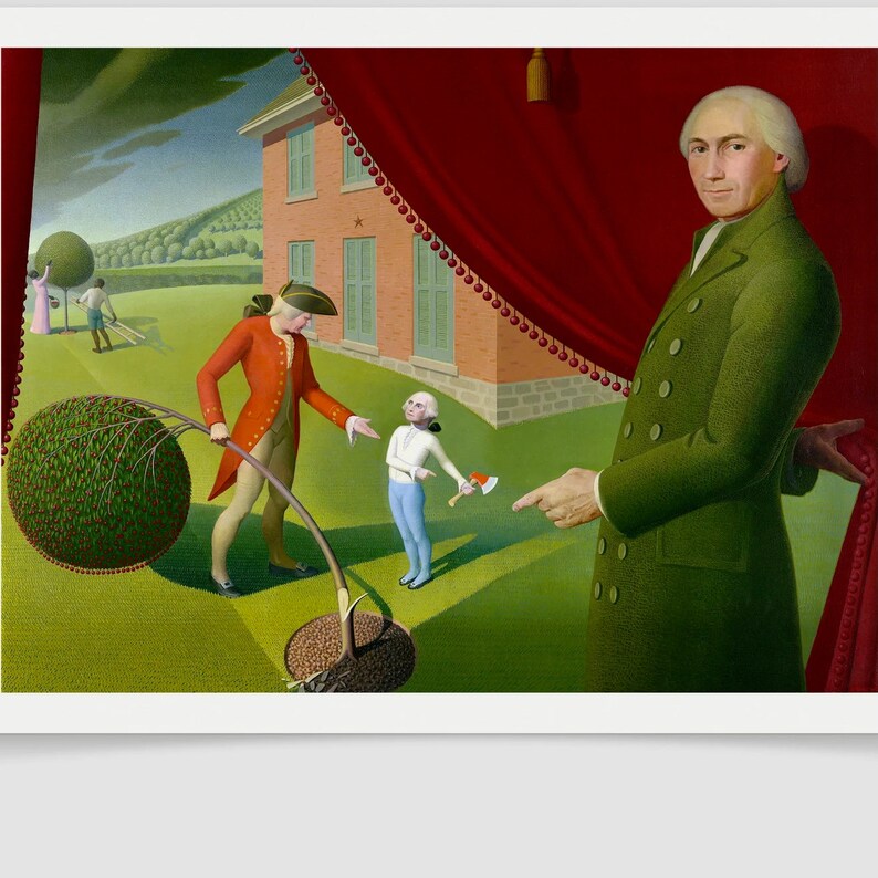 Grant Wood, PARSON WEEMS’ FABLE, Vintage Book Page for Framing ...